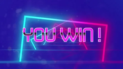 Animation of you win text over neon shap... | Stock Video | Pond5