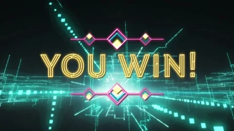 Animation of you win text over light tra... | Stock Video | Pond5