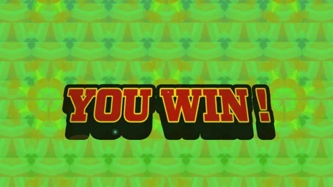 Animation of you win text over green bac... | Stock Video | Pond5