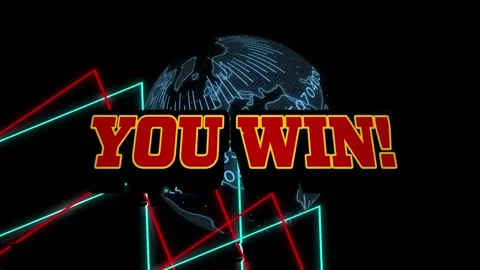 Animation of you win text over shapes an... | Stock Video | Pond5