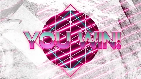 Animation of you win text over shapes on... | Stock Video | Pond5