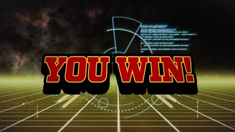 Animation of you win text over neon patt... | Stock Video | Pond5