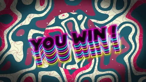 Animation of you win text over pattern b... | Stock Video | Pond5