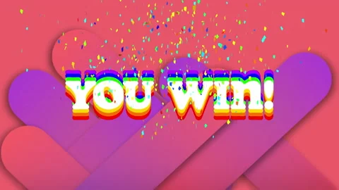Animation of you win text with rainbow o... | Stock Video | Pond5