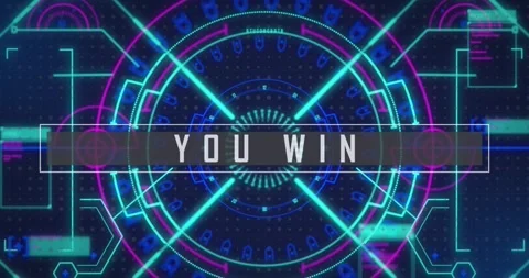 Animation of you win text, scope scannin... | Stock Video | Pond5