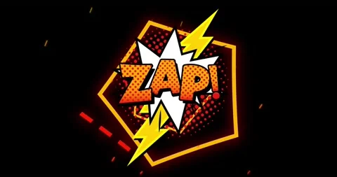 Animation of zap text over orange shapes... | Stock Video | Pond5