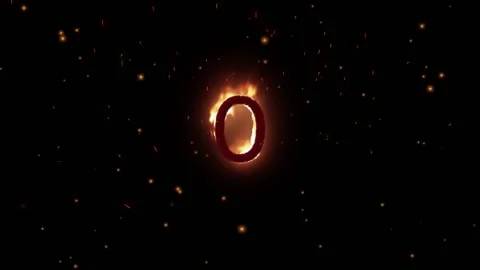 Animation of zero on fire over glowing s... | Stock Video | Pond5