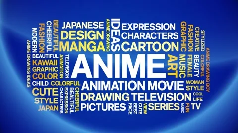 Anime animated word cloud,animation tag ... | Stock Video | Pond5