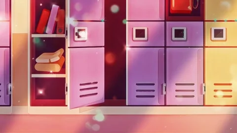 Anime style lockers in a hallway | Stock Video | Pond5