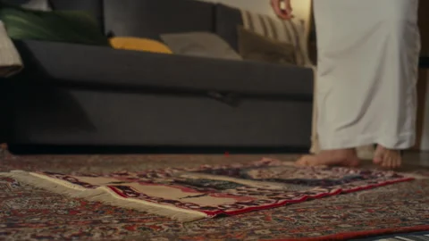 Anonymous Barefoot Muslim Woman Spreadin... | Stock Video | Pond5