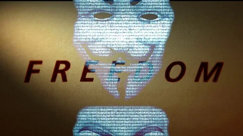 Anonymous mask on freedom background | Stock Video | Pond5