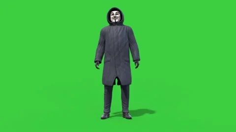 Anonymous Mask Hacker Idle Green Screen ... | Stock Video | Pond5