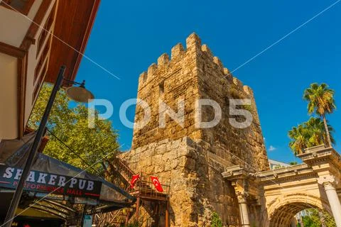 Photograph: ANTALYA, TURKEY: Adrian Gate in the background blue sky ...