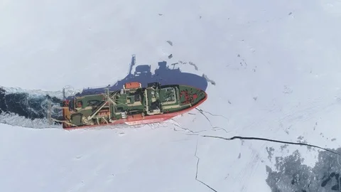 Antarctica icebreaker vessel top down ae... | Stock Video | Pond5