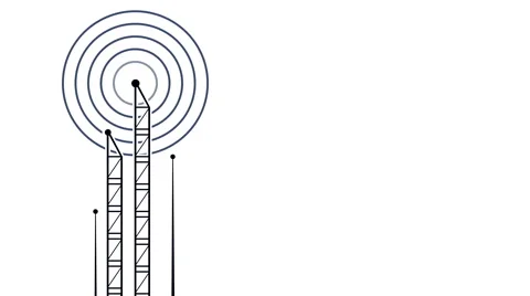 Antenna towers with radiowave signal ani... | Stock Video | Pond5