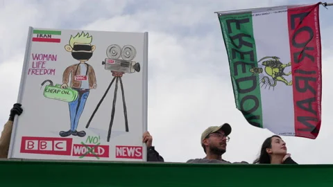 Anti-BBC Banner at Protest Against Islam... | Stock Video | Pond5