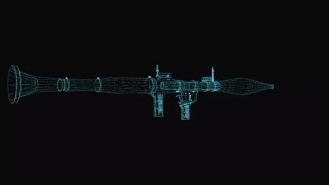 Anti Tank rocket rpg 7 wireframe scheme.... | Stock Video | Pond5