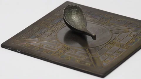 Antique Chinese spoon compass on a turn ... | Stock Video | Pond5