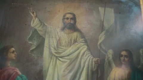Antique old ancient icon of Jesus Christ... | Stock Video | Pond5