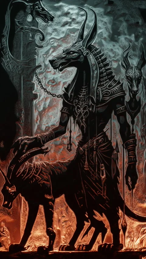 Anubis Egyptian God Metal Print Seamless... | Stock Video | Pond5