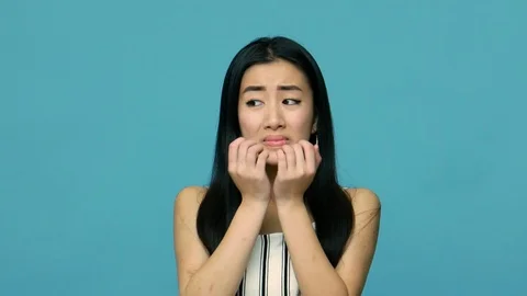 Anxiety disorder. Scared worried asian w... | Stock Video | Pond5