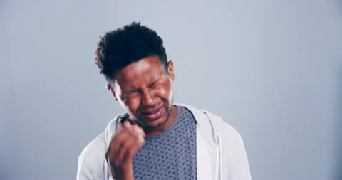 Anxiety, face and crying, black man in s... | Stock Video | Pond5