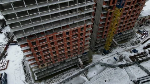 apartment building construction site aer... | Stock Video | Pond5