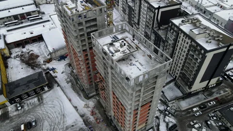 apartment building construction site aer... | Stock Video | Pond5