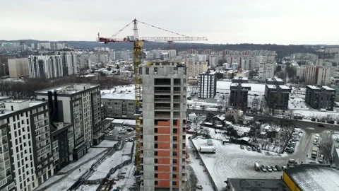 apartment building construction site aer... | Stock Video | Pond5