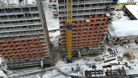 apartment building construction site aer... | Stock Video | Pond5