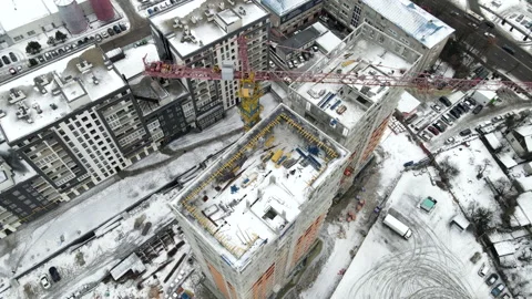 apartment building construction site aer... | Stock Video | Pond5