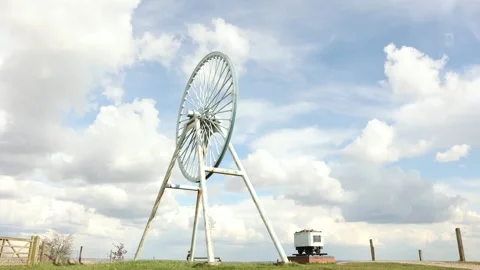 Apedale pit wheel memorial | Stock Video | Pond5