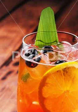 Aperol Spritz with ice on the table close up Aperol Spritz with ice on ...