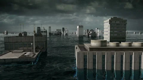 Apocalyptic water view. urban flood. Sto... | Stock Video | Pond5