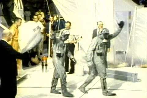 Apollo 11 Astronauts Emerge from Helicop... | Stock Video | Pond5