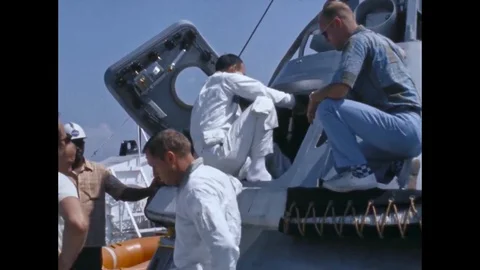Apollo 11 - Astronauts stand enter lunar... | Stock Video | Pond5