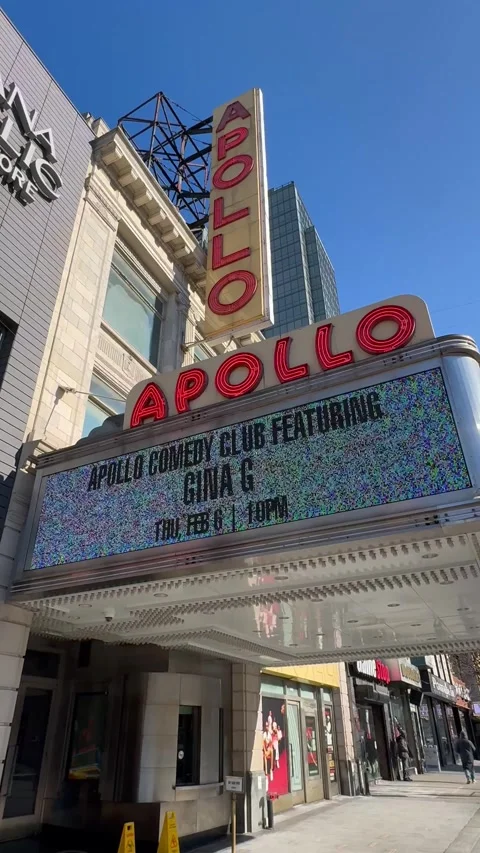 Apollo Theater marquee and neon sign on ... | Stock Video | Pond5