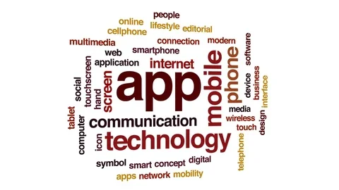 App animated word cloud, text design ani... | Stock Video | Pond5