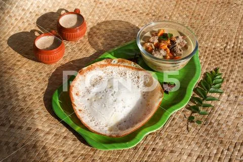 Appam with mutton stew Non-vegetarian sadhya Indian food for Onam sadya ...