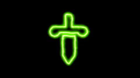 The appearance of the green neon symbol ... | Stock Video | Pond5