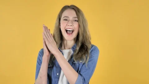 Applauding Young Pretty Girl, Clapping o... | Stock Video | Pond5