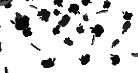 APPLE 3d black logo falling slow motion | Stock Video | Pond5