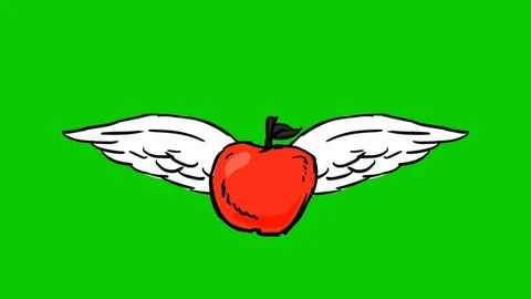 Apple - animation - wings - green screen | Stock Video | Pond5