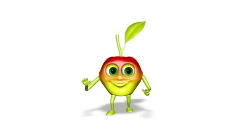 Apple Cartoon Dance Loop on Alpha Channe... | Stock Video | Pond5