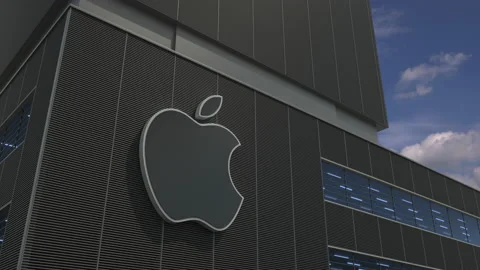 Apple Inc. logo on the modern building. ... | Stock Video | Pond5