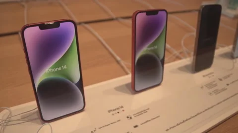 The Apple iPhone 14 on sale at a shoppin... | Stock Video | Pond5