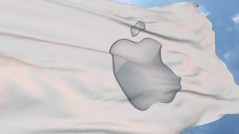 Apple logo. flag on sky background | Stock Video | Pond5