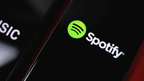 Apple Music and Spotify logo on the smar... | Stock Video | Pond5