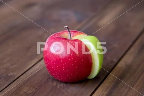 Apple pie chart made from green sector in a red circle ~ Premium Photo ...