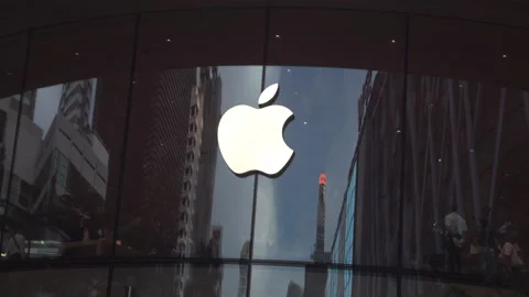 Apple store logo at a shopping mall in B... | Stock Video | Pond5